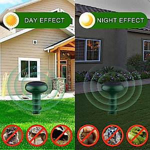 Solar-Energy Mouse Repellent 2P with Screw-Shape Stakes Outdoor, Ultrasonic Mole Repellent for Lawn, Yard, Farmland, Keep Voles, Chipmunks, Squirrels, Snakes, Armadillos, Groundhogs away