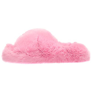 Amazon Essentials Women's Fluffy Slipper, Bright Pink, 8