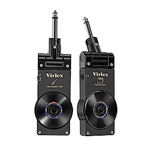 Vivlex Wireless Guitar System Guitar Transmitter Receiver Set 2.4GHz 6 Channels Wireless Audio System for Electric Guitar Bass Violin Keyboard, Built in Rechargeable Battery, 8 Hours Working Time
