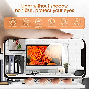SUNNEST LED Desk Lamp, Adjustable Desk Light with Wireless Charger, USB Charging Port, 3 Color Modes Desk Light for Home Offic, Touch Control Infinitely Dim and Brighten