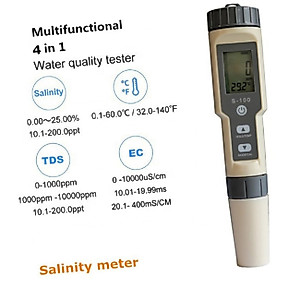 MUSISALY Pen Hydrometer Temperature Tester Water Quality Tester Salt Water Gravimeter Salt Meter Water Salimeter Light Grey
