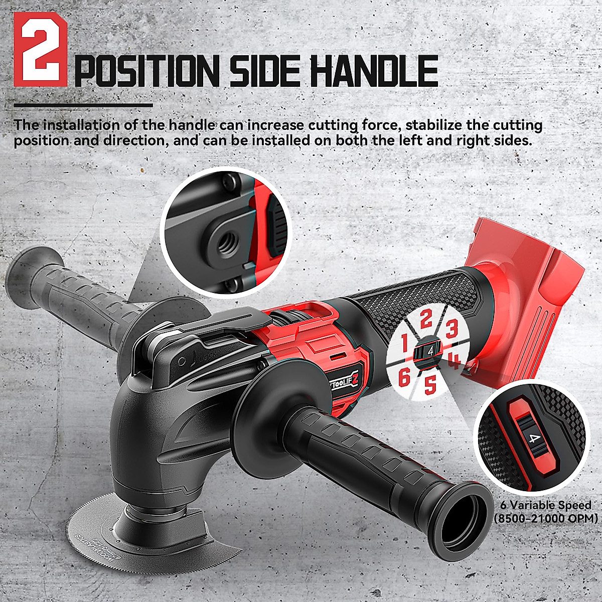 Cordless Oscillating Tool for Milwaukee 18V Battery, 6 Variable Speed Brushless-Motor Tool, Oscillating multi tool kit for Cutting Wood Drywall Nails Remove Grout & Sanding(Battery Not Included)