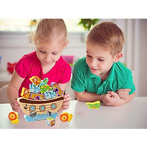 ZHUTI Boys Toys Age 3-5,Wooden Blocks Animal Stacking for Kids,Education Learning Montessori 3+ Year Old Girls Toddlers,Christmas Xmas Birthday Gifts Toddlers Kids, Multicolored, 7.6*3.14*0.82 INCH