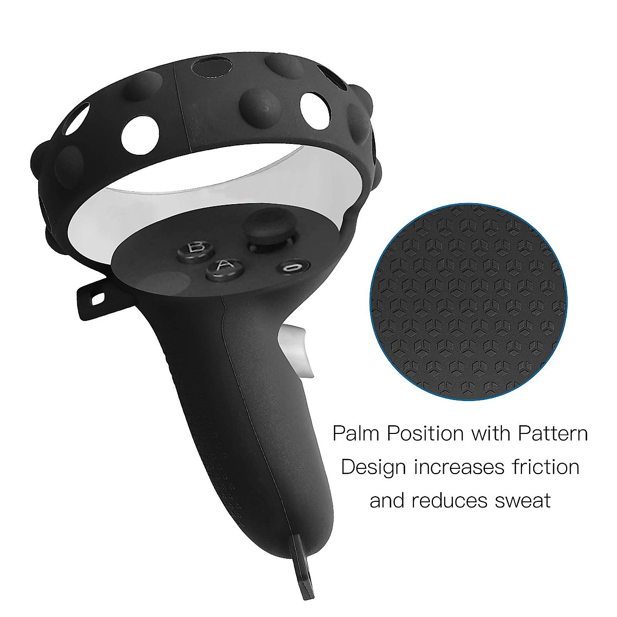 NANW Touch Controller Grip Cover Compatible with Oculus Quest 2, Handle Elastic Knuckle Silicone Straps Protective Skin Case Anti-Throw Handle Protective Sleeve for Quest 2-Black