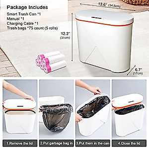 aDeerElf Automatic Trash Can with Essential Oil Diffuser,4 Gallon Bathroom Trash cans with lid,Touchless Trash Can Bedroom,Small Smart Trash Can Motion Sensor,Slim Garbage