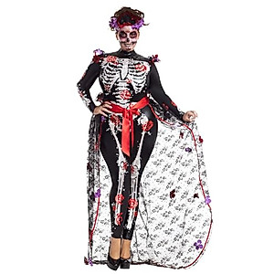 Party King Women's Plus Size Rosas Day of The Dead Costume, Black, 1X