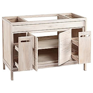 Signature Hardware 953275-48-RUMB-0 Becker 48" Free Standing Single Vanity Cabinet Set with Teak Cabinet, Vanity Top and Rectangular Undermount Sink - No Faucet Holes