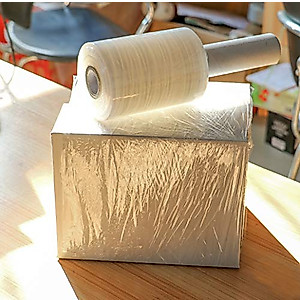 4 Pack Industrial Mini Clear Stretch Wrap with Handle 5" 1000ft 80 Gauge for Pallet Wrap, Durable Self-Adhering Plastic Wrap for Packing, Moving, Heavy Duty, BOMEI PACK