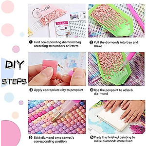 Huand DIY Diamond Painting Kits for Adults 5D Full Round Drill Angel Diamond Art Kits for Bedroom Wall Decor 8X12 Inch(Angel)