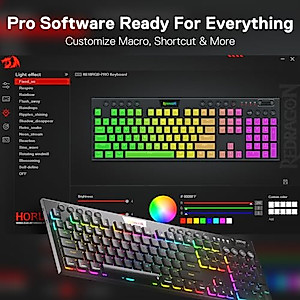 Redragon K618 PRO 3-Mode Wireless RGB Mechanical Keyboard, BT/2.4Ghz/Wired Low Profile Win/Mac Gaming Keyboard w/Ultra-Thin Design, Dedicated Media Control & Linear Red Switch