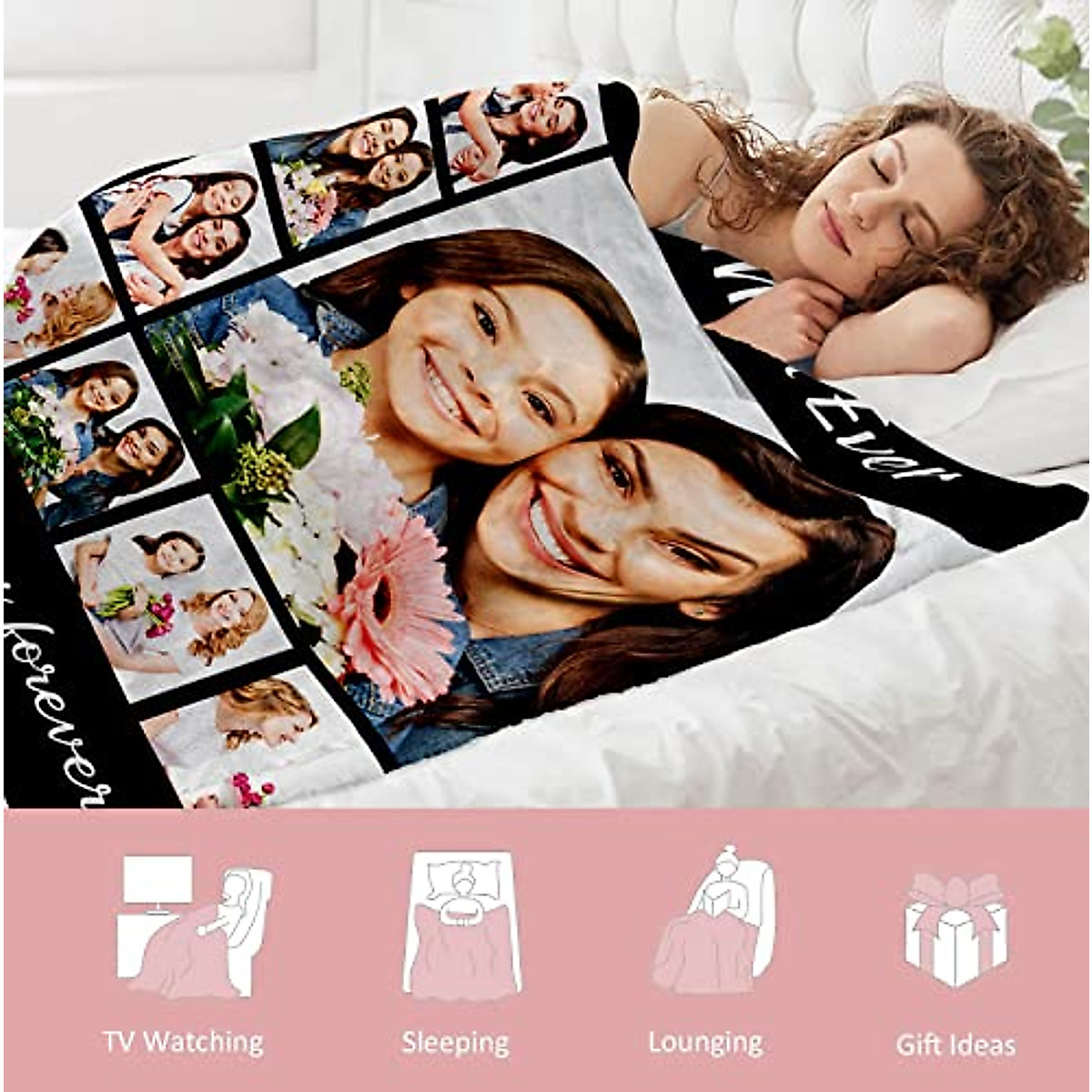 Juantao Mothers&Day Gifts from Daughter Son Husband Custom Blanket with Photo Personalized Picture Blanket Best Mom Ever Gifts for Mom Grandma Wife