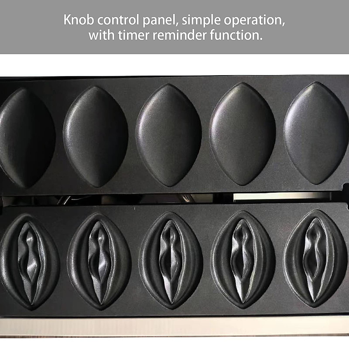 Mvckyi Strange Shape Waffle Maker with Removable Plates, 5pcs Commercial Abalone Shaped Waffle Maker Machine Electric, Rotating Waffle Irons Non-stick, Stainless Steel, for Restaurant, Snack Bar