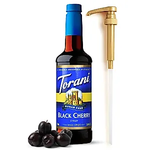 Sugar Free Black Cherry Flavored Syrup 25 4 Ounces Black Cherry Syrup Coffee Toppings with Fresh Finest Pump