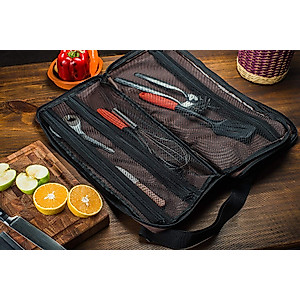 EVERPRIDE Knife Bag PLUS Knife Edge Guard Set (10-Piece Set) Heavy Duty Chef Bag Holds 20 Knives and Kitchen Utensils - Felt-Lined and BPA Free Knife Sheath Set – Knives Not Included