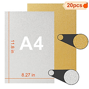 VGOODALL Glitter Paper Cardstock,20 Sheets Silver Gold Glitter Cardstock A4 Size 250gms Craft Paper Christmas Cardstock Christmas Gift Wrapping For Card Making Scrapbooking DIY