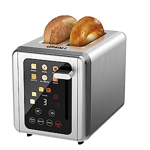 WHALL Touch Screen Toaster 2 Slice, Stainless Steel Digital Timer Toaster, 6 Bread Types & 6 Shade Settings, Smart Extra Wide Slots Toaster With Bagel, Cancel, Defrost Functions