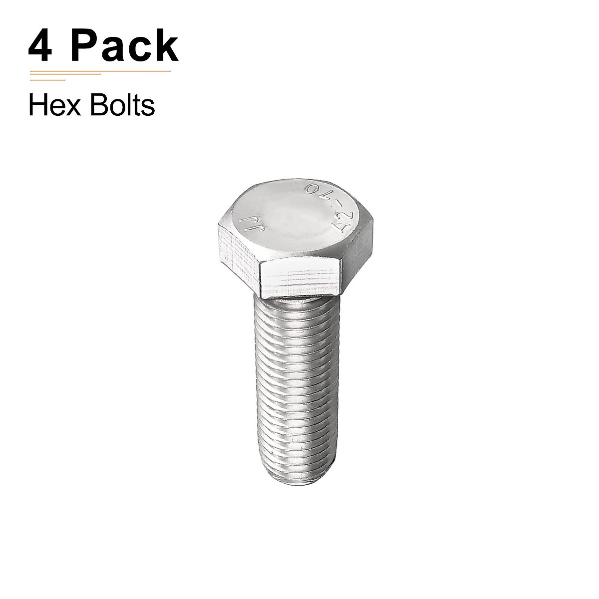 DTGN M16x50mm(DxH) Hex Bolts - 4Pack - Good for Machine Tools - 304 Stainless Steel Hexagon Head Screws