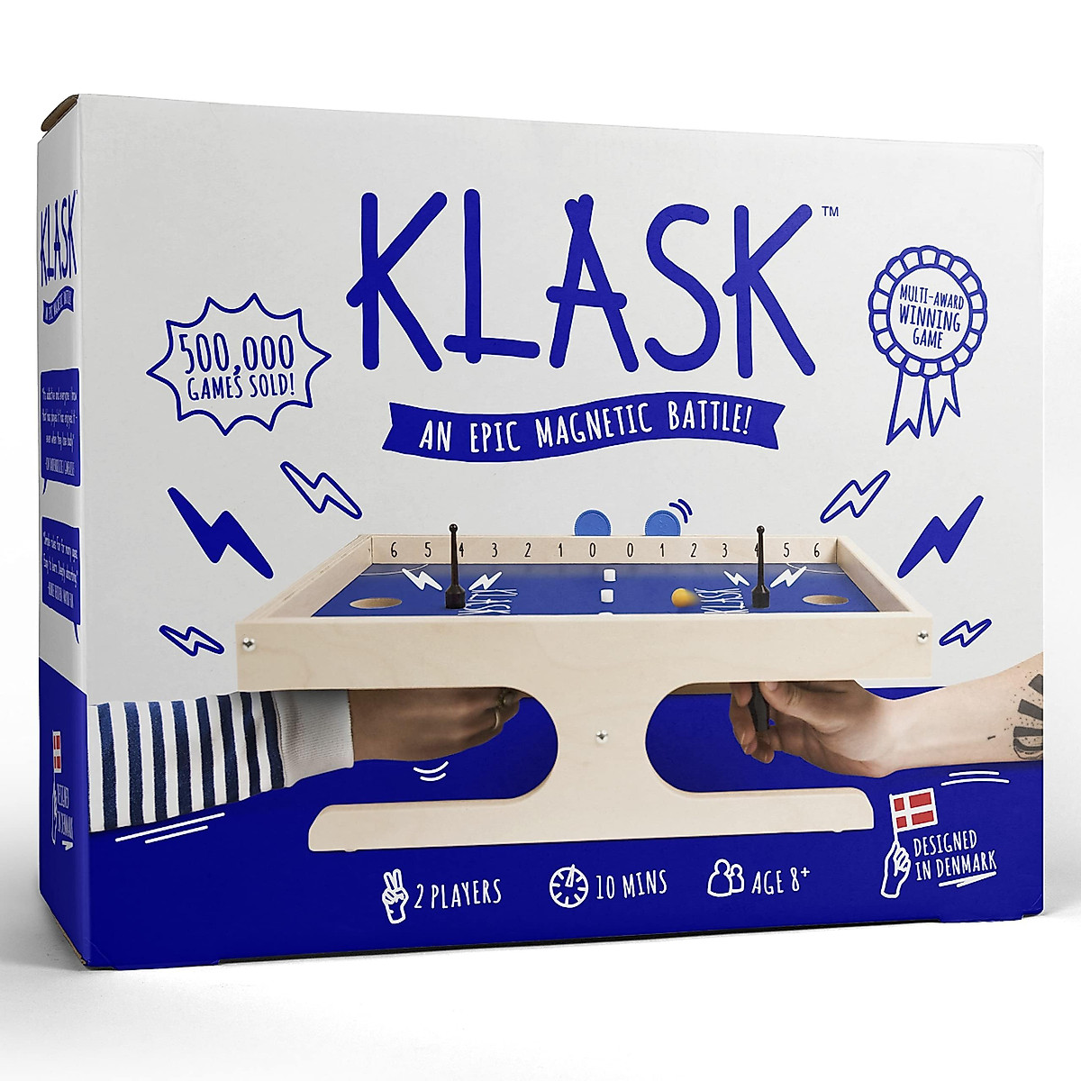 KLASK 4: The 4 Player Magnetic Party Game of Skill - for Kids and Adults of All Ages That’s Half Foosball, Half Air Hockey