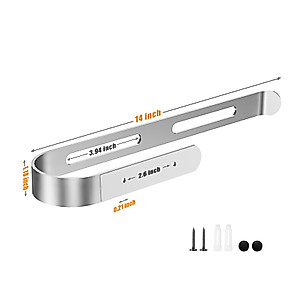 Paper Towel Holder, Hurran Adhesive Paper Towel Holder Sliver Under Cabinet, Countertop, Self-Adhesive Hanging or Drilling Wall Mounted Paper Towels Rolls Holder for Bathroom Kitchen