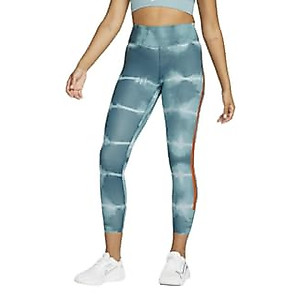 Nike Women's Mid Rise 7/8 One Luxe Leggings (US, Alpha, Small, Regular, Regular, Ash Green/Rush Orange/Clear)