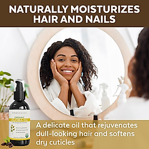 Viva Naturals Organic Jojoba Oil - Pure Cold-Pressed for Skin and Hair, USDA Certified Face Moisturizer, 4 fl. oz