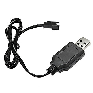 Maxmoral 6.0V 250mA USB Charger Power Adapter Cable for 6V 700mAh Ni-cd Battery 4WD Old Version Amphibious Stunt RC Cars Vehicle/SM-2P 6V USB 2, 60cm Length