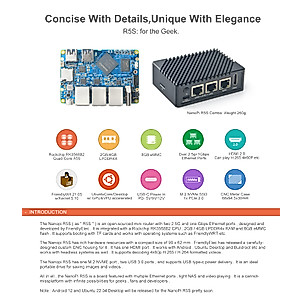youyeetoo NanoPi R5S Mini Router Bareboard,4GB LPDDR4 32GB EMMC, RK3568 Development Board 0.8TOPS NPU Support Docker Three Ethernet Ports USB3.0 HDMI Support Android 12 Debain10 Ubuntu OpenWRT