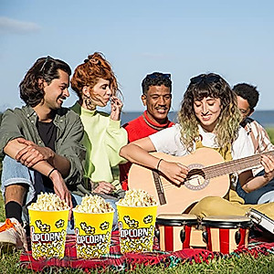 WYOMER 25 Pack 32oz Paper Popcorn Boxes Popcorn Containers Popcorn Buckets Disposable Pop Corn Tubs for Party and Movie