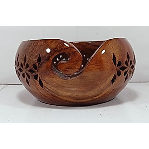 Handmade Wooden Yarn Bowl - Rosewood Crafted Beautiful Yarn Bowl for Knitting and Crochet Yarn (Large)