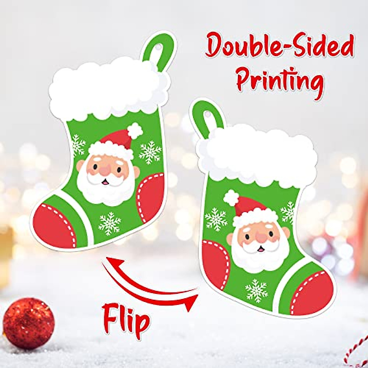 45 Pcs Christmas Stocking Cutouts Xmas Cut-Outs for Winter Bulletin Board Classroom Office Christmas Party Decorations