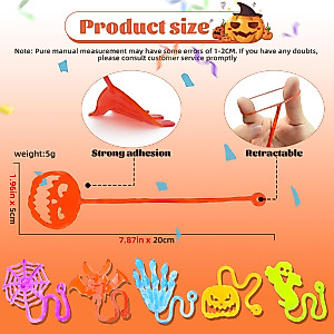 30pcs Halloween Sticky Hands Party Favors Toys for Kids，Skull Skeleton Bat Ghost Pumpkin Styles Sticky Stretchy Toys For Goodie Bags，Classroom Prizes Halloween Trick or Treat, Halloween Exchange Toys