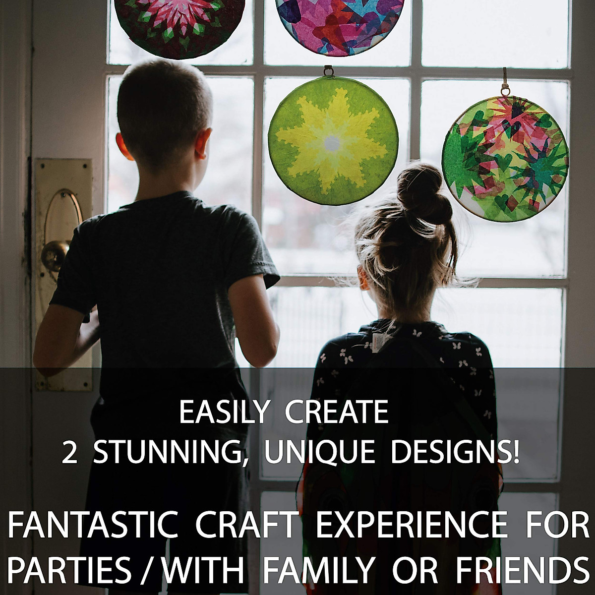 Window Art KIT Create 2 Unique Designs! Creative Colorful Suncatcher Craft Kit. All Abilities/Ages, Children/Kids/Teens/Adults. Make Your Own and Share The Fun! Window Art Wonders by Baggy Wrinkl