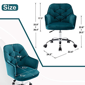 SSLine Home Office Chair,Modern Velvet Living Room Chair Velvet Fabric Shell Accent Chair,360° Upholstered Adjustable Swivel Armchair Reception Chair for Office, Living Room,Bed Room (Lake Blue)