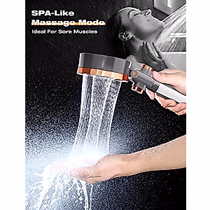 Filtered Handheld Shower Head, ELWEY High Pressure Showerhead with [Rainfall] [Mist] [Massage] Spray Modes Shower wand Comes With [Stainless Steel Hose] [Teflon Tape] [Shower Filter Replacement]