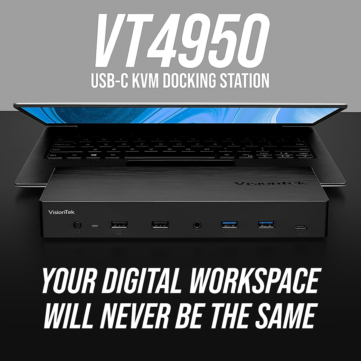 VisionTek VT4950 USB C KVM Docking Station - 1x HDMI, 2x DP, 4x USB, 1x USB-C, Audio, Ethernet, 100W PD to Each Host for Windows/MacOS