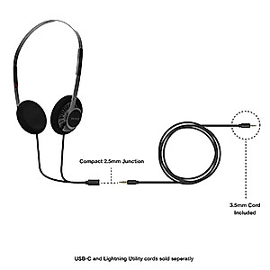 Koss KPH40 Utility On-Ear Headphones, Detachable Interchangeable Cord System, Retro Style, Ultra Lightweight Design (Stealth Black)