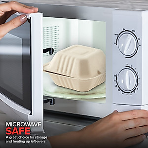 Clamshell Take Out Food Containers 6" x 6” (50 Pack) 1-Compartment, Disposable To Go Container, Togo Boxes With Lids, Trays for Lunch, Dinner, Meal-Prep, Eco Friendly, Compostable, Biodegradable