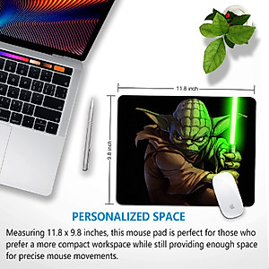 olciunix YoDa Mouse Pad with Stitched Edges Personalized Design Computer Laptop Gaming Mousepad Non-Slip Washable Rubber Desk Mat 12 x 10 inch