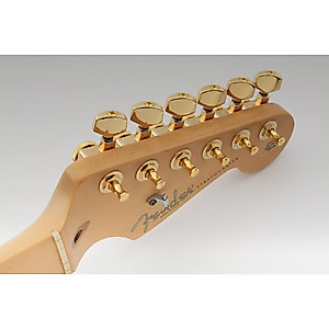 Musiclily Pro 6-in-line 2-pins Guitar Locking Tuners Machine Heads Tuning Pegs Keys Set for Fender Strat/Tele, Gold