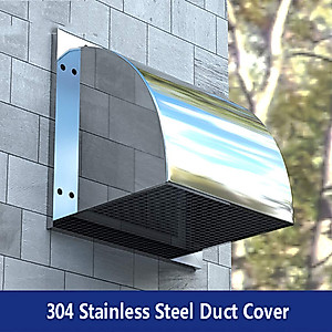 LXLTL Wall-Mountable Bull-Nose Vent, Vent Cowl 304 Stainless Steel Air Vent Louvers Cover Chimney Cowl Cap with Louvres Built-in Fly Screen Mesh Vent Cowl,8 inches