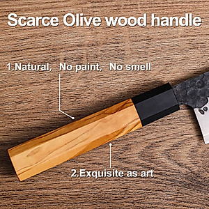 Ink Plums 5.7 Inch Paring Knife For Kitchen,Utility Knife,Sharp High Carbon Stainless Steel Fruit Knife With Olivewood Handle,Handcrafted Peeling Knife, Fruit Knife