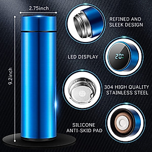 8 Pcs Smart Water Bottles with Digital Temperature Display Tea Infuser Bottle LED Thermal Cup Double Walled Water Bottle Stainless Steel Smart Mug Water Flask Leak Proof Mug (Multicolor)