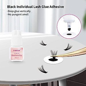 FADVAN Individual Cluster Lashes Glue 5ml and 240Pcs DIY Eyelash Extension 30D+40D D Curl Mixed 9-16mm Bundle