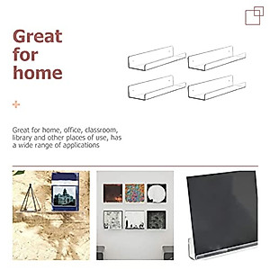 Yardwe Clear Hanging Bookshelf Clear Acrylic Floating Wall Ledge Shelf, 4 Pack 7 Wall Mounted Bookshelf, Invisible Rack, Nail Polish Rack and Vinyl Record Shelf Succulent Pot