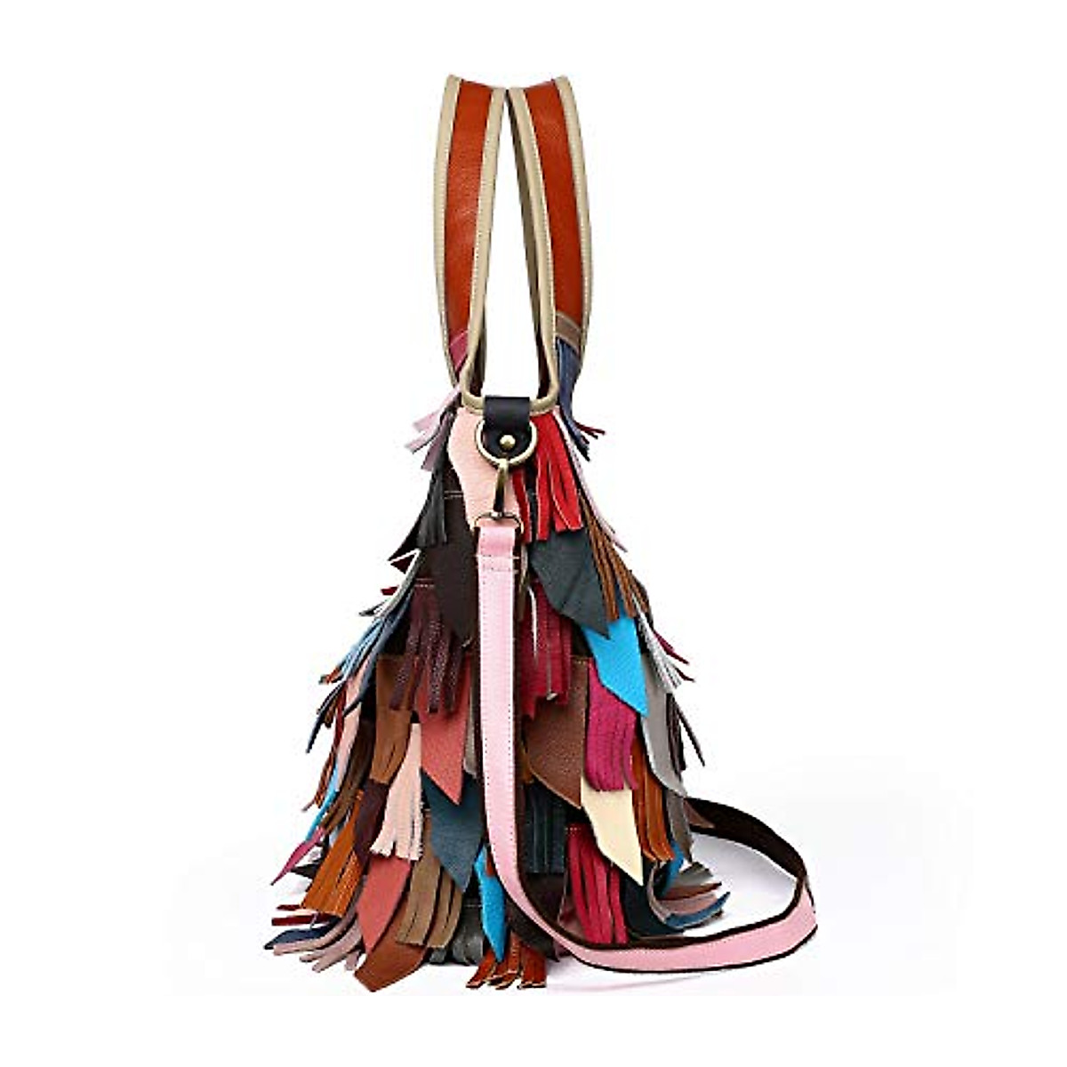 Segater® Women’s Random Multicolor Boston Bag Genuine Leather Colorful Patchwork Large Tote Handbag Hobo Purse Crossbody Big Bag