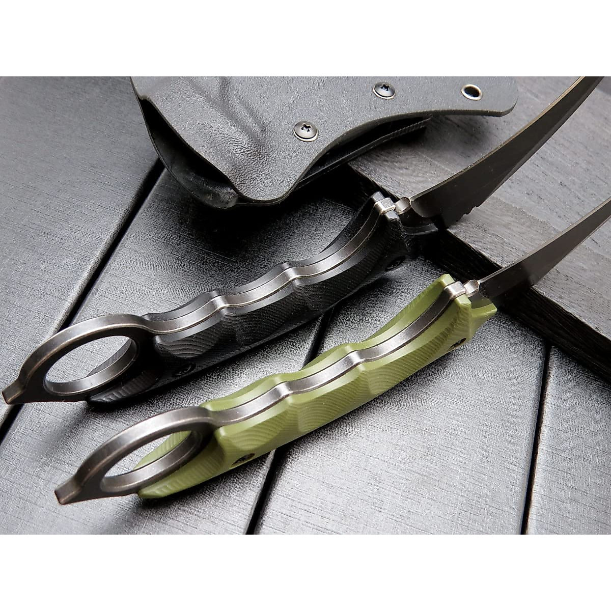 Gtkii Gtk111 Claw Knife D2 Steel Blade Non-Slip G10 Handle Fixed Blade Knife with Kydex Sheath for Outdoor Camping Hunting EDC Tool(Army Green)