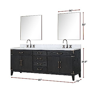 Bell+Modern Harbor 84 in W x 22 in D Black Oak Double Bath Vanity and Carrara Marble Top