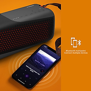 Philips S4807 Outdoors Wireless Bluetooth Speaker with Stereo Pairing and Bluetooth Multipoint Connection, IP67 Waterproof, Gray