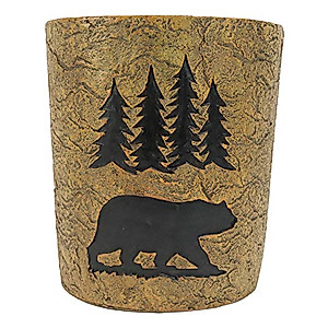 Ebros Wildlife Rustic Black Bear Roaming Pine Trees Forest Silhouette Bathroom Accent Resin Figurine Accessories Western Country Cabin Lodge Decorative (Waste Basket Trash Bin)