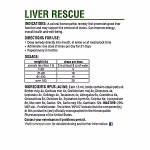 HomeoPet Liver Rescue, Natural Liver Support for Pets, 15 Milliliters